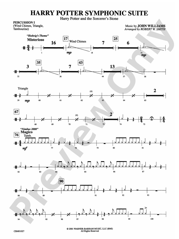 Harry Potter Symphonic Suite: 1st Percussion: 1st Percussion Part ...