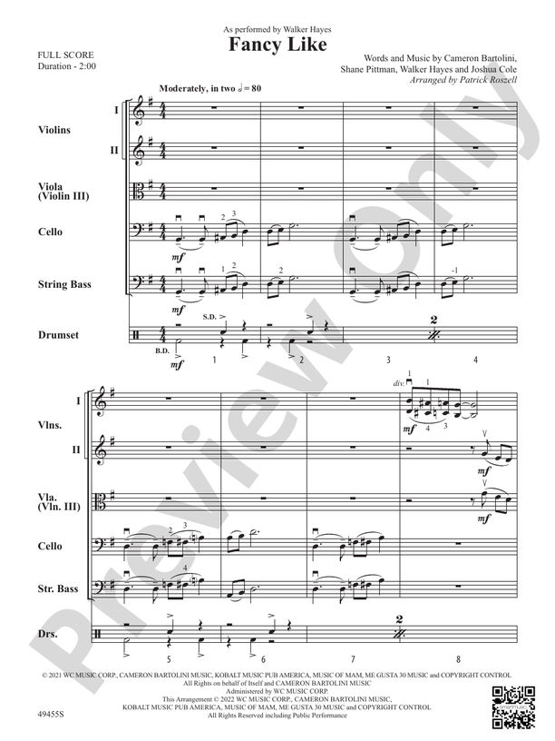 Fancy Like: Score: String Orchestra Score - Digital Sheet Music Download