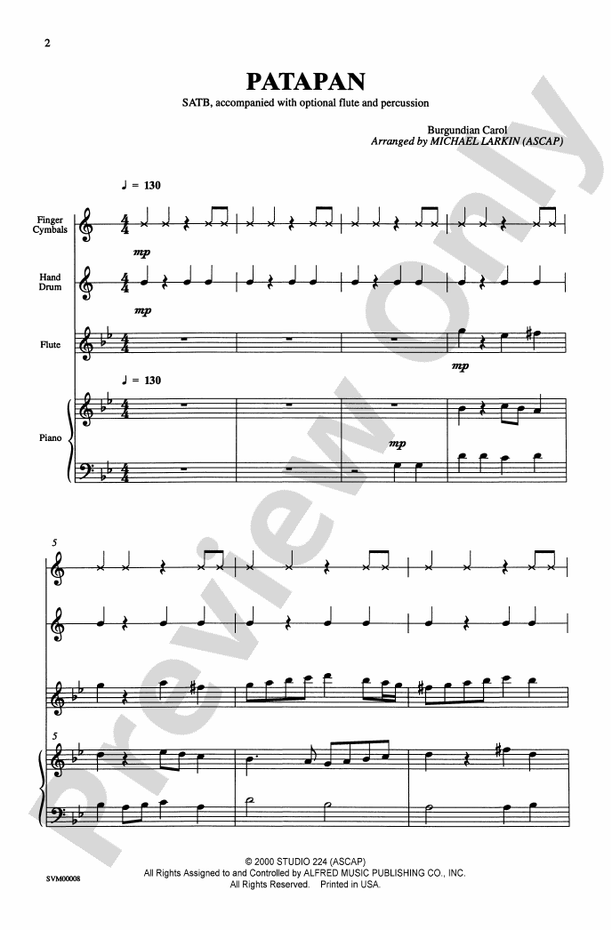 Patapan: SATB Choral Octavo - Digital Sheet Music Download