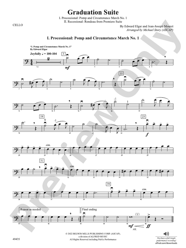 Graduation Suite: Cello: Cello Part - Digital Sheet Music Download