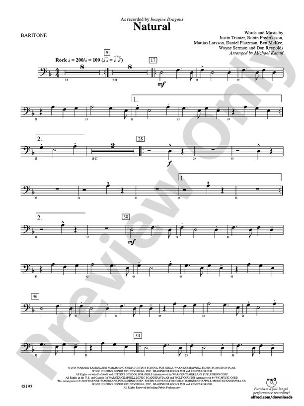 Natural: Baritone B.C.: Baritone B.C. Part - Digital Sheet Music Download