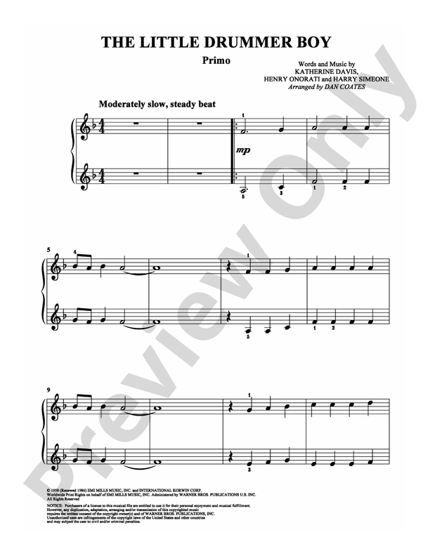 The Little Drummer Boy: Piano Duets & Four Hands: Henry Onorati ...