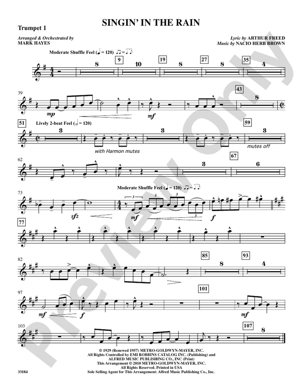 Singin' in the Rain: 1st B-flat Trumpet: 1st B-flat Trumpet Part ...