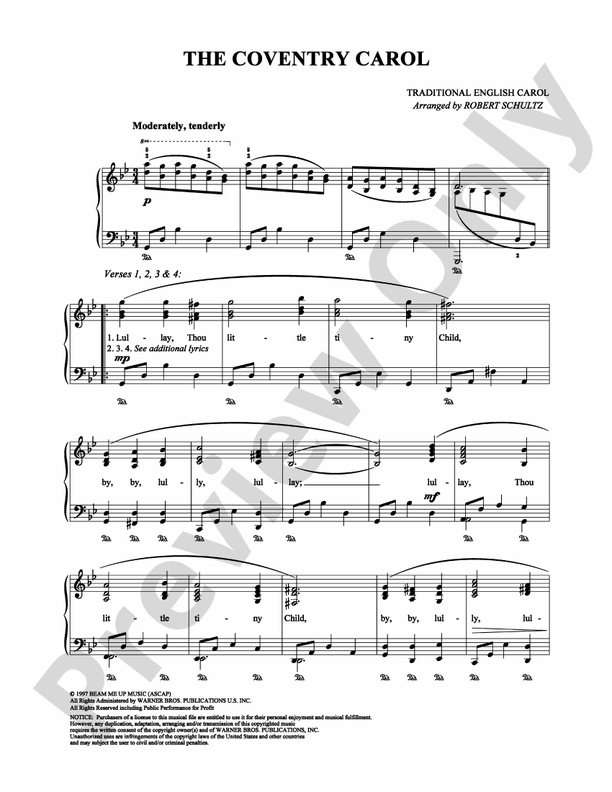 The Coventry Carol: Piano/Vocal/Chords: Traditional - Digital Sheet ...