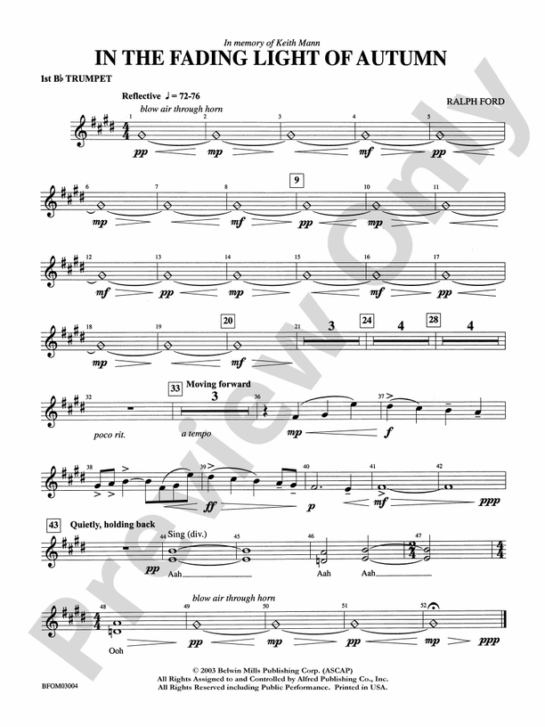 In the Fading Light of Autumn: 1st B-flat Trumpet: 1st B-flat Trumpet ...