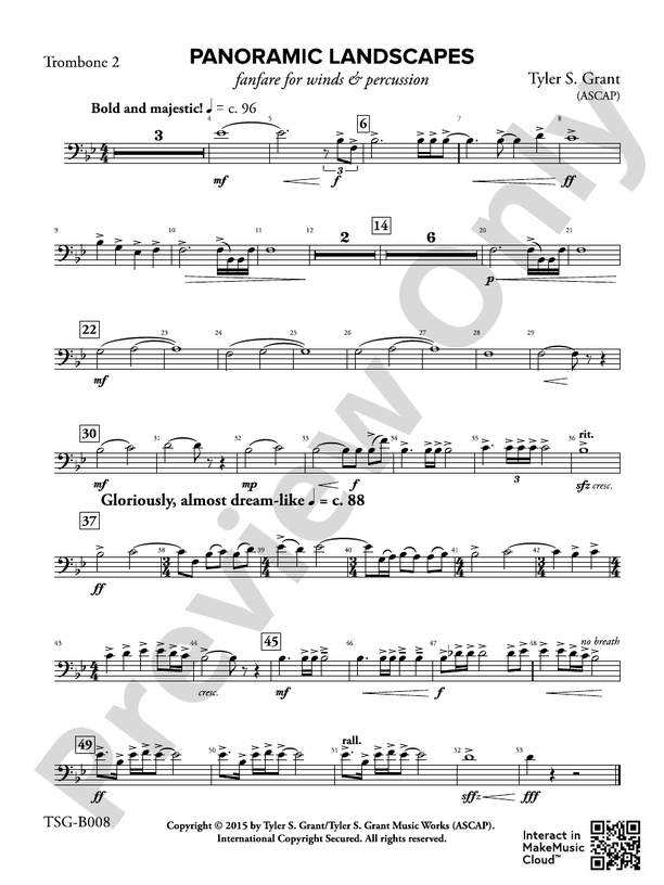 Panoramic Landscapes: 2nd Trombone: 2nd Trombone Part - Digital Sheet Music Download