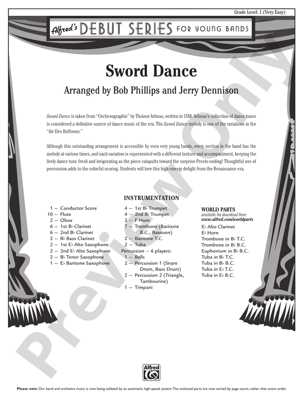 Sword Dance: Score: Concert Band Score - Digital Sheet Music Download