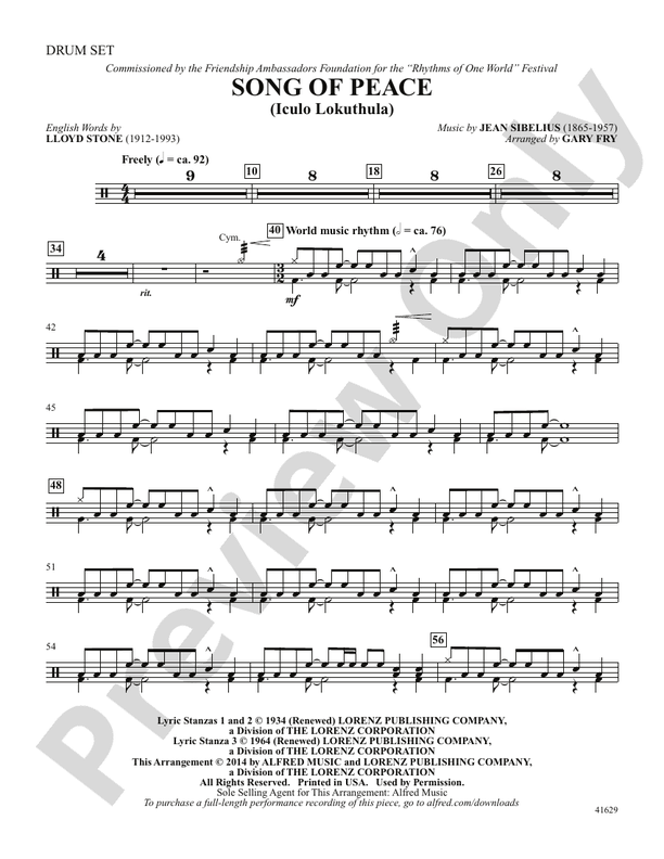 Song of Peace: Drums: Drums Part - Digital Sheet Music Download
