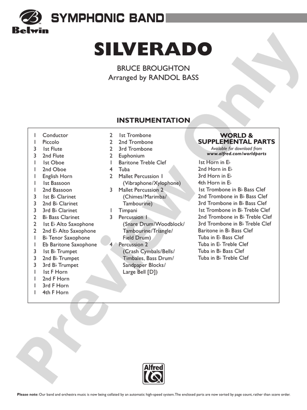 Silverado: Score: Concert Band Score - Digital Sheet Music Download