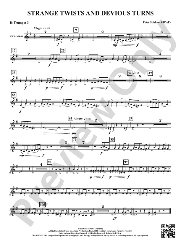 Strange Twists and Devious Turns: 3rd B-flat Trumpet: 3rd B-flat ...