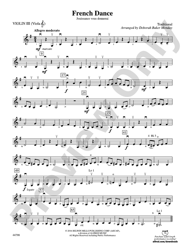 French Dance: 3rd Violin (Viola [TC]): 3rd Violin (Viola [TC]) Part ...