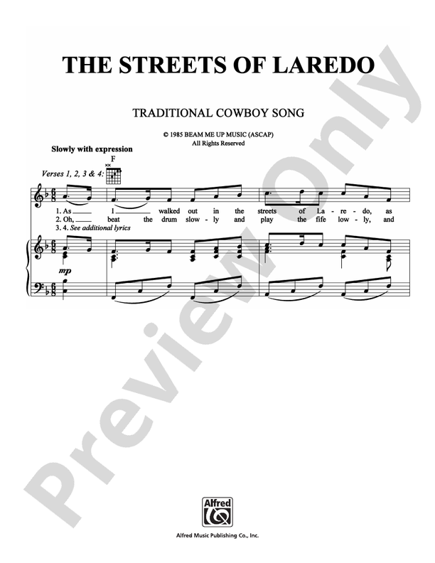 The Streets of Laredo: Piano/Vocal/Chords: Traditional - Digital Sheet ...