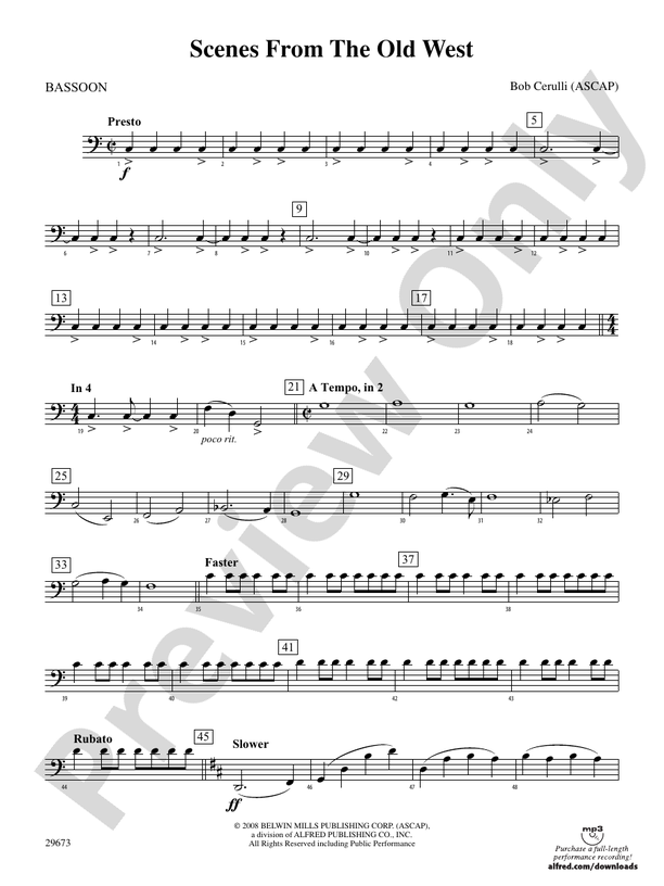 Scenes from the Old West: Bassoon: Bassoon Part - Digital Sheet Music ...