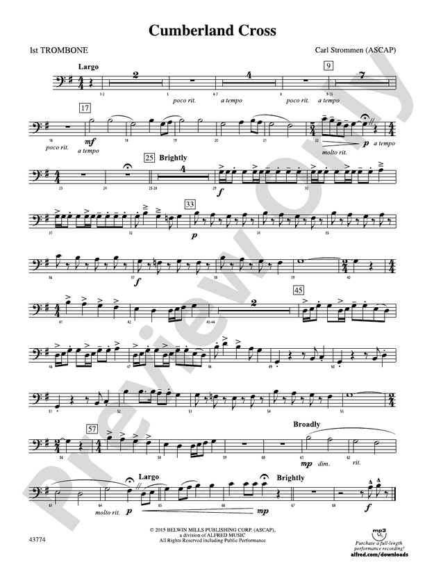 Cumberland Cross: 1st Trombone: 1st Trombone Part - Digital Sheet Music ...