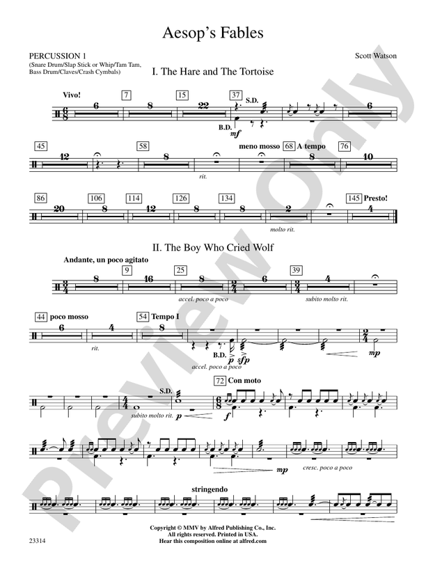 Aesop's Fables: 1st Percussion: 1st Percussion Part - Digital Sheet ...