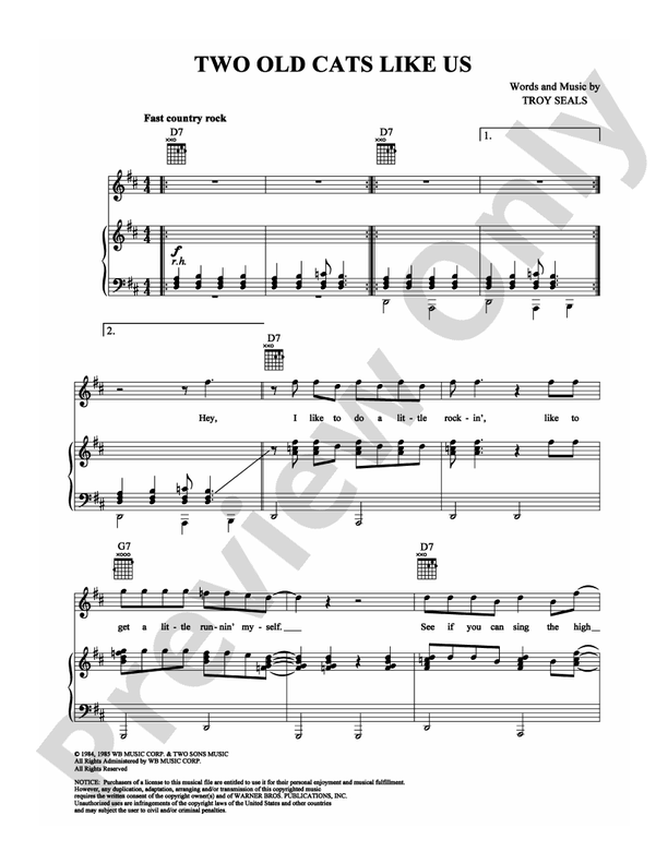 Two Old Cats Like Us: Piano/Vocal/Chords: Hank Williams - Digital Sheet ...