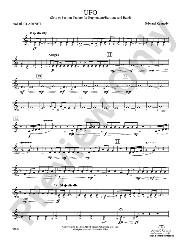 UFO: 2nd B-flat Clarinet: 2nd B-flat Clarinet Part - Digital Sheet ...