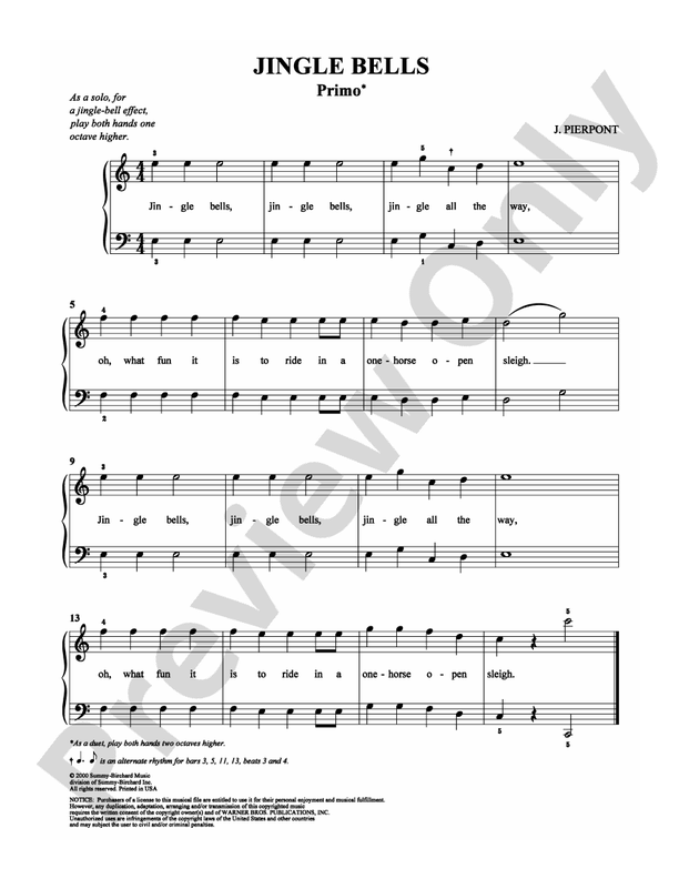 Jingle Bells: Piano Duets & Four Hands: J. Pierpont - Digital Sheet ...