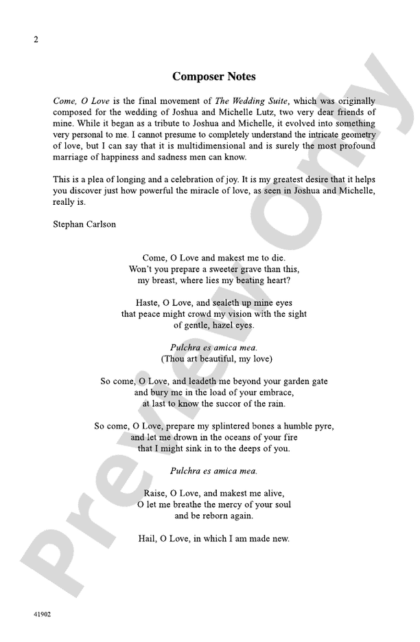 Come, O Love: SATB a cappella Choral Octavo: Stephan Carlson - Digital ...