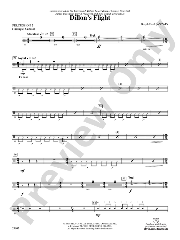 Dillon's Flight: 2nd Percussion: 2nd Percussion Part - Digital Sheet ...