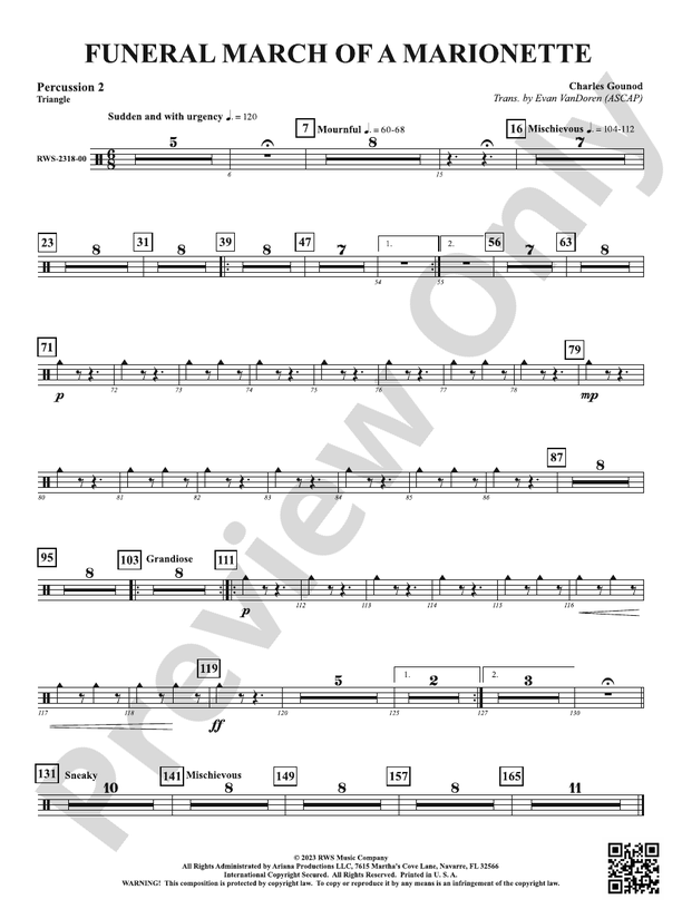 Funeral March of a Marionette: 2nd Percussion: 2nd Percussion Part ...