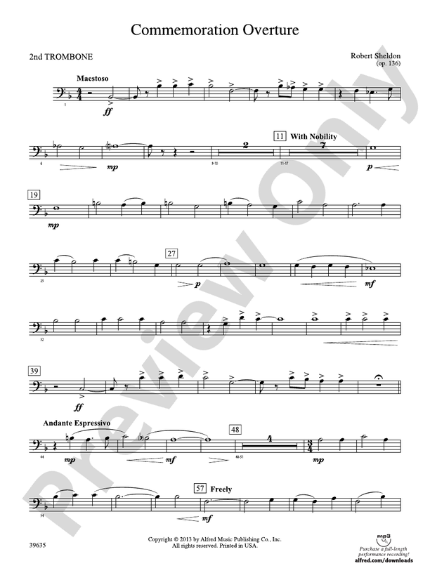 Commemoration Overture: 2nd Trombone: 2nd Trombone Part - Digital Sheet Music Download