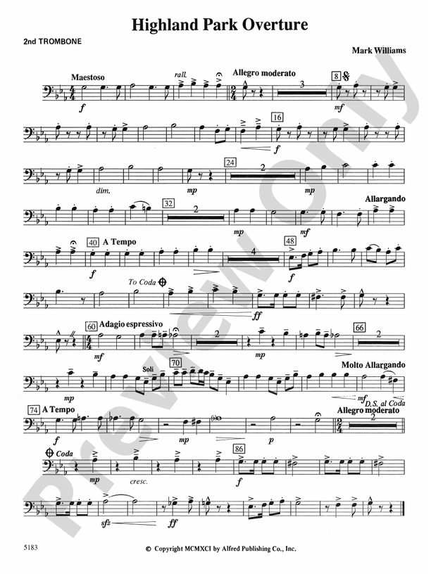 Highland Park Overture: 2nd Trombone: 2nd Trombone Part - Digital Sheet Music Download