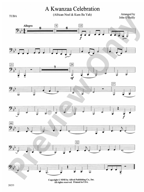 A Kwanzaa Celebration: Tuba: Tuba Part - Digital Sheet Music Download