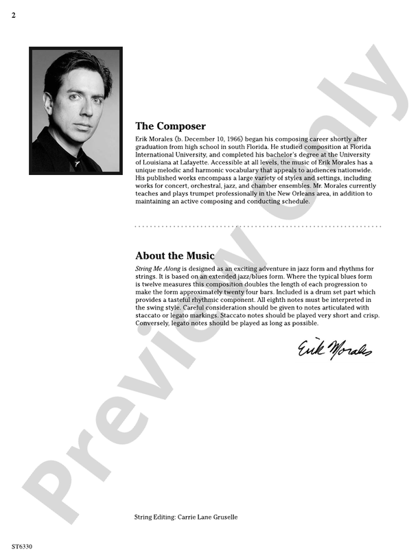 String Me Along: : Erik Morales - Digital Sheet Music Download
