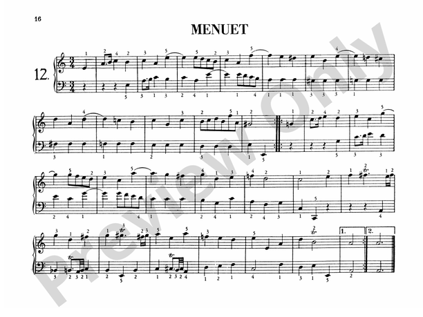 Bach: The First Bach Book (Fing. Alexander Lipsky): 12. Menuet, in A ...