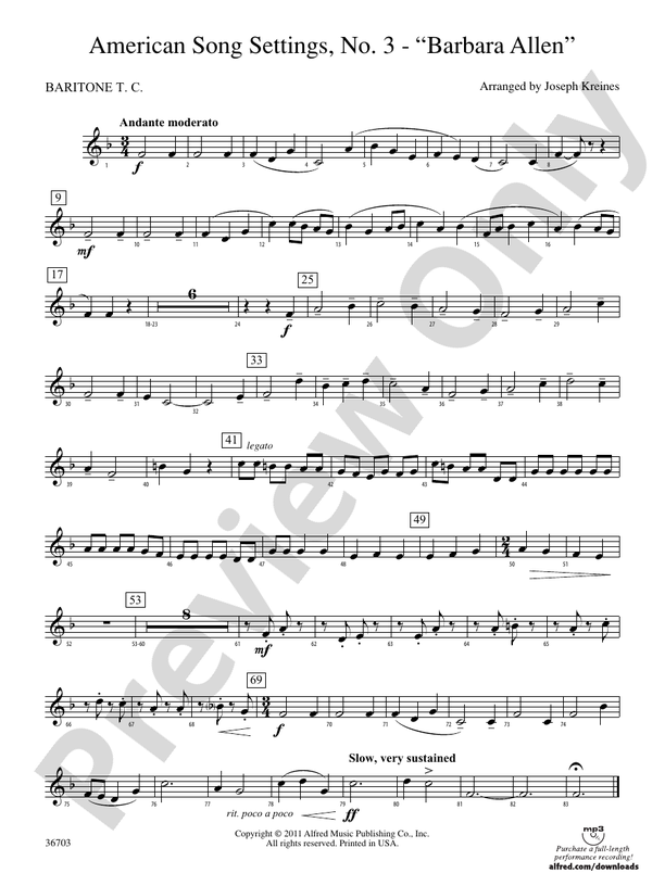 American Song Settings, No. 3 "Barbara Allen": Baritone T.C.: Baritone ...