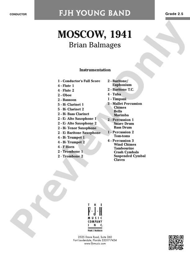 Moscow, 1941: Score: Concert Band Score: Brian Balmages - Digital Sheet ...