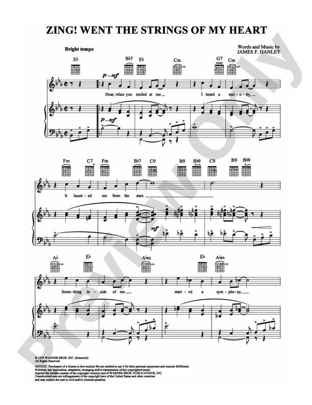 Zing! Went the Strings of My Heart: Piano/Vocal/Chords: Judy Garland - Digital Sheet Music Download