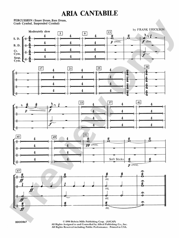 Aria Cantabile: 1st Percussion: 1st Percussion Part - Digital Sheet Music Download