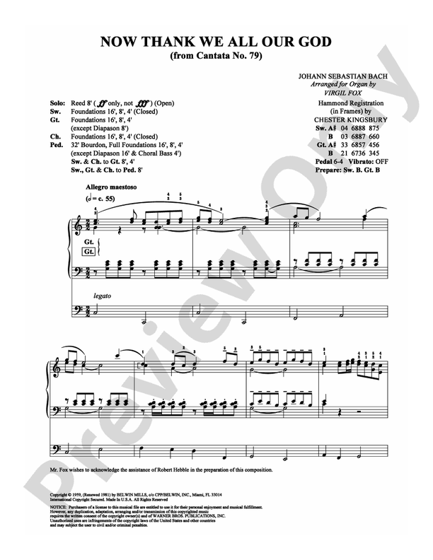 Now Thank We All Our God (from Cantata No. 79): Organ: Johann Sebastian ...