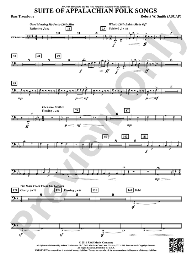 Suite of Appalachian Folk Songs: Bass Trombone: Bass Trombone Part ...