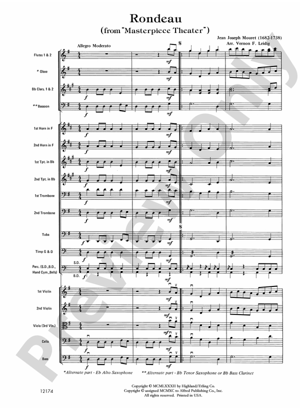 Rondeau (Theme from Masterpiece Theatre): Score: Full Orchestra Score ...