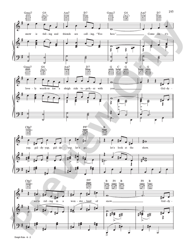 Sleigh Ride: Piano/Vocal/Chords: Leroy Anderson - Digital Sheet Music ...