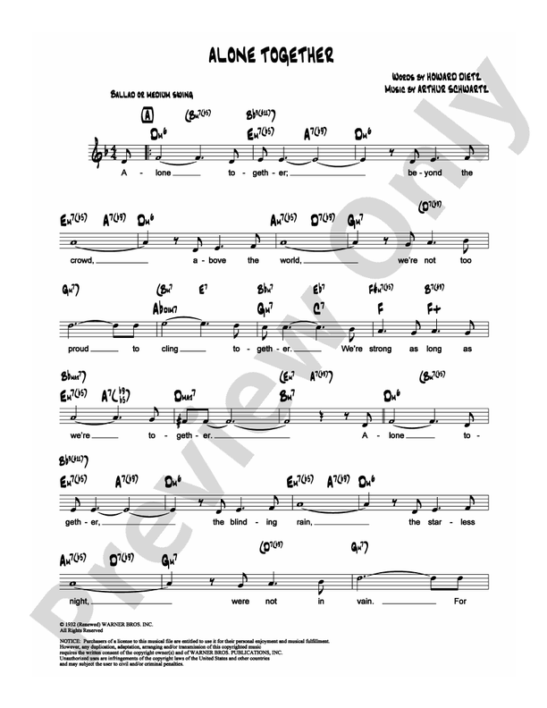 Alone Together: Lead Sheet: Arthur Schwartz - Digital Sheet Music Download