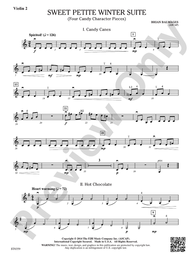 Sweet Petite Winter Suite: Violin 2: Violin 2 Part: Brian Balmages ...