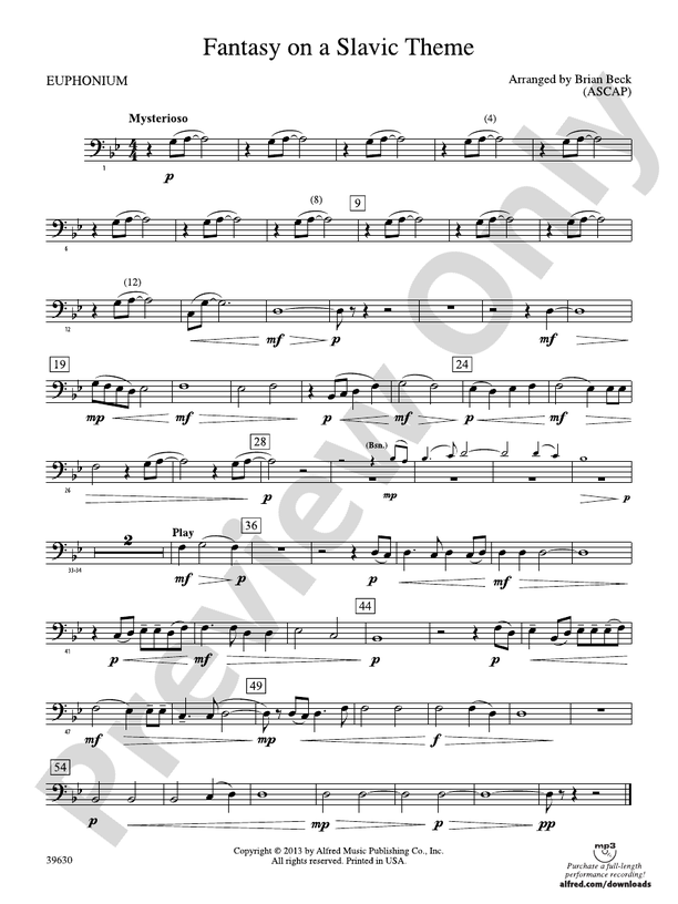 Fantasy on a Slavic Theme: Baritone B.C.: Baritone B.C. Part - Digital ...