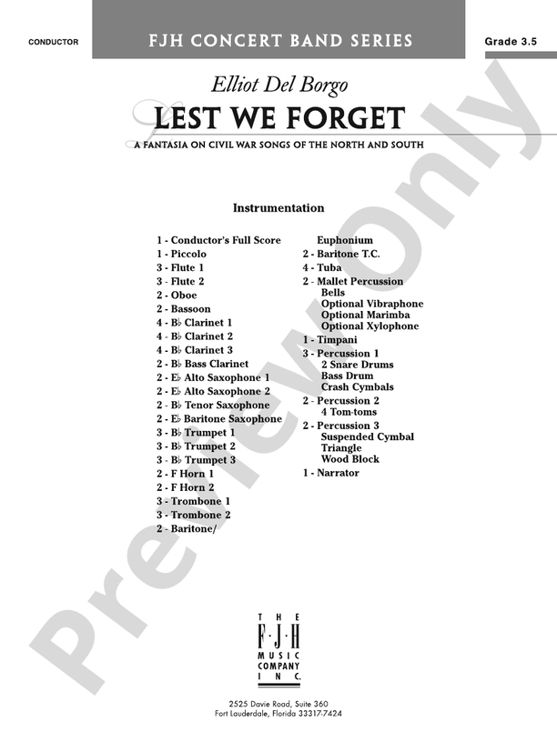 Lest We Forget (A Fantasia on Civil War Songs of the North and South ...