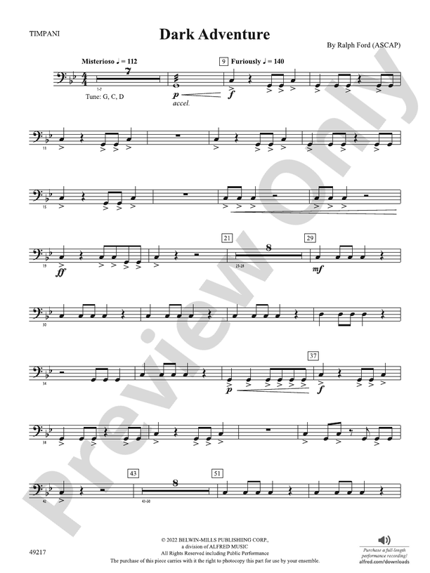 Dark Adventure: Timpani: Timpani Part - Digital Sheet Music Download