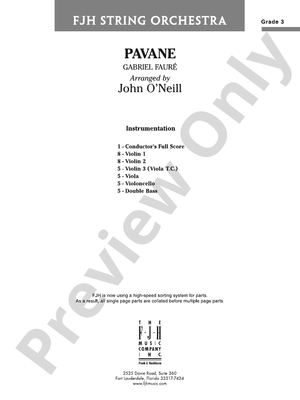 Pavane: Score: String Orchestra Score: Gabriel Faure - Digital Sheet ...