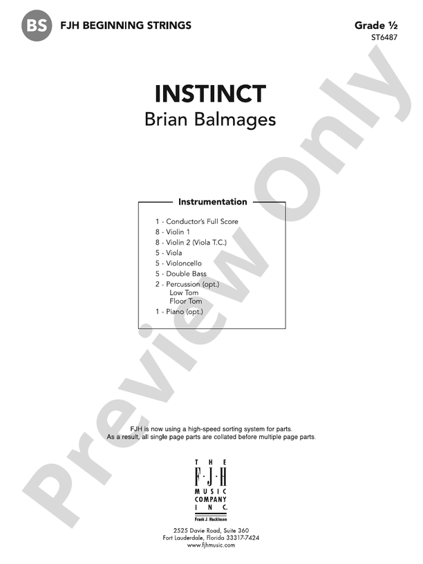 Instinct: Score: String Orchestra Score: Brian Balmages - Digital Sheet ...