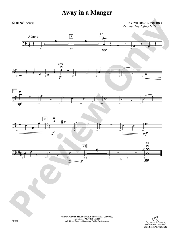 Away in a Manger: String Bass: String Bass Part - Digital Sheet Music ...