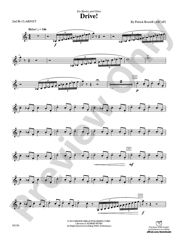 Drive!: 2nd B-flat Clarinet: 2nd B-flat Clarinet Part - Digital Sheet ...