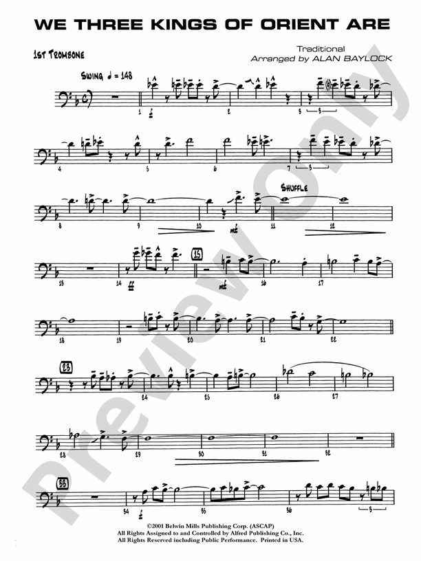 We Three Kings of Orient Are: 1st Trombone: 1st Trombone Part - Digital ...