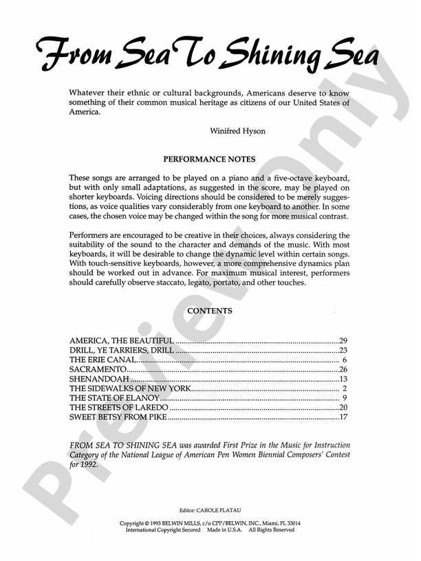 From Sea to Shining Sea: Nine American Heritage Songs - Piano Duo (2 ...