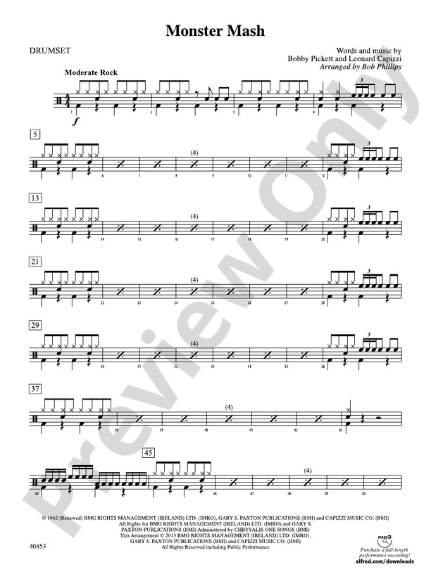 Monster Mash: Drums: Drums Part - Digital Sheet Music Download